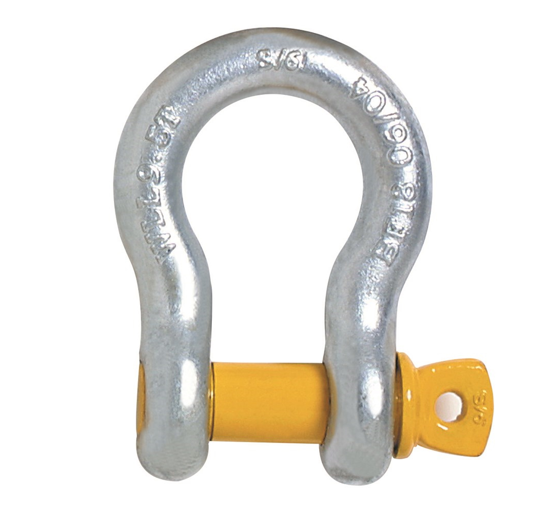 Yellow Pin Galvanised Bow Shackle (55t WLL) Grade S - 63 x 70mm ...